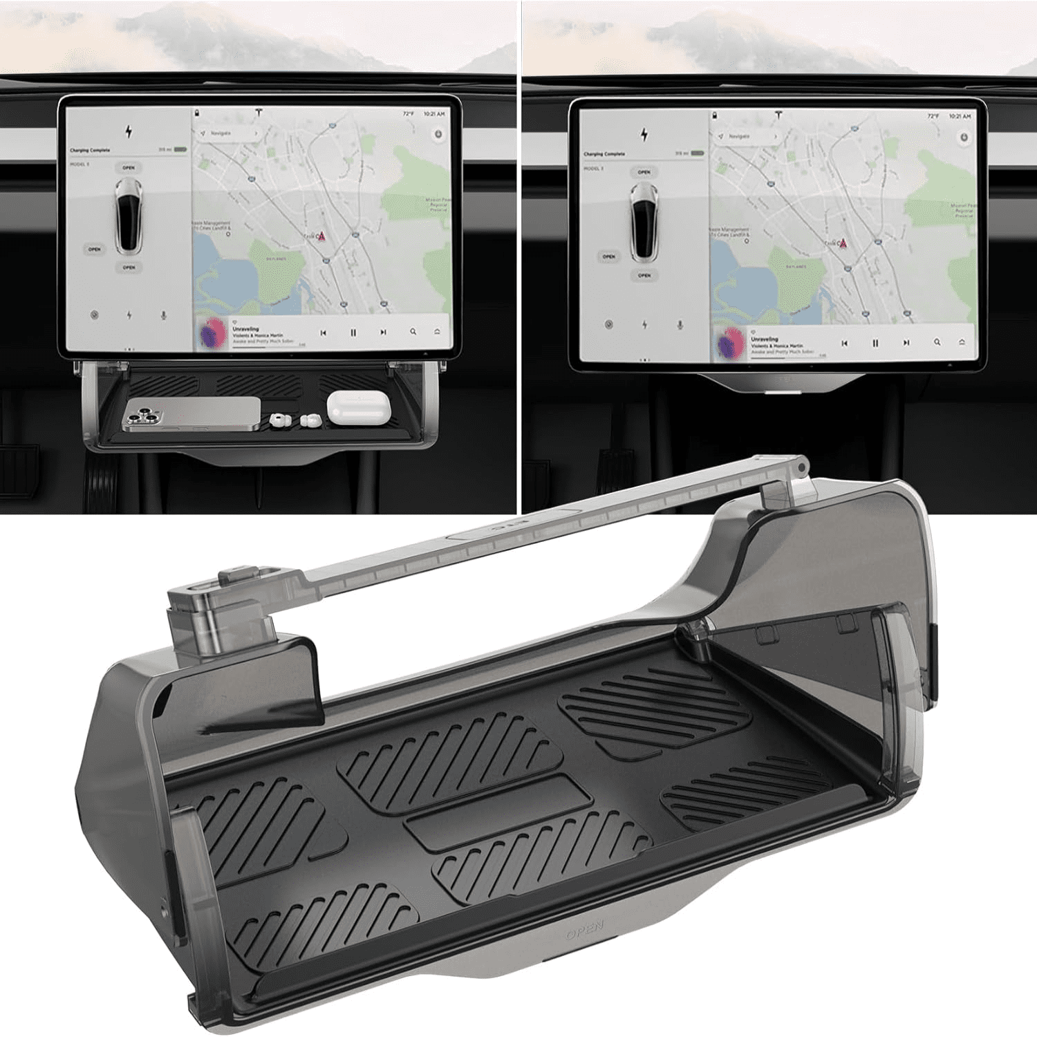 dxynlzq Center Console Organizer Tray for Tesla Model 3 & Y Under ...
