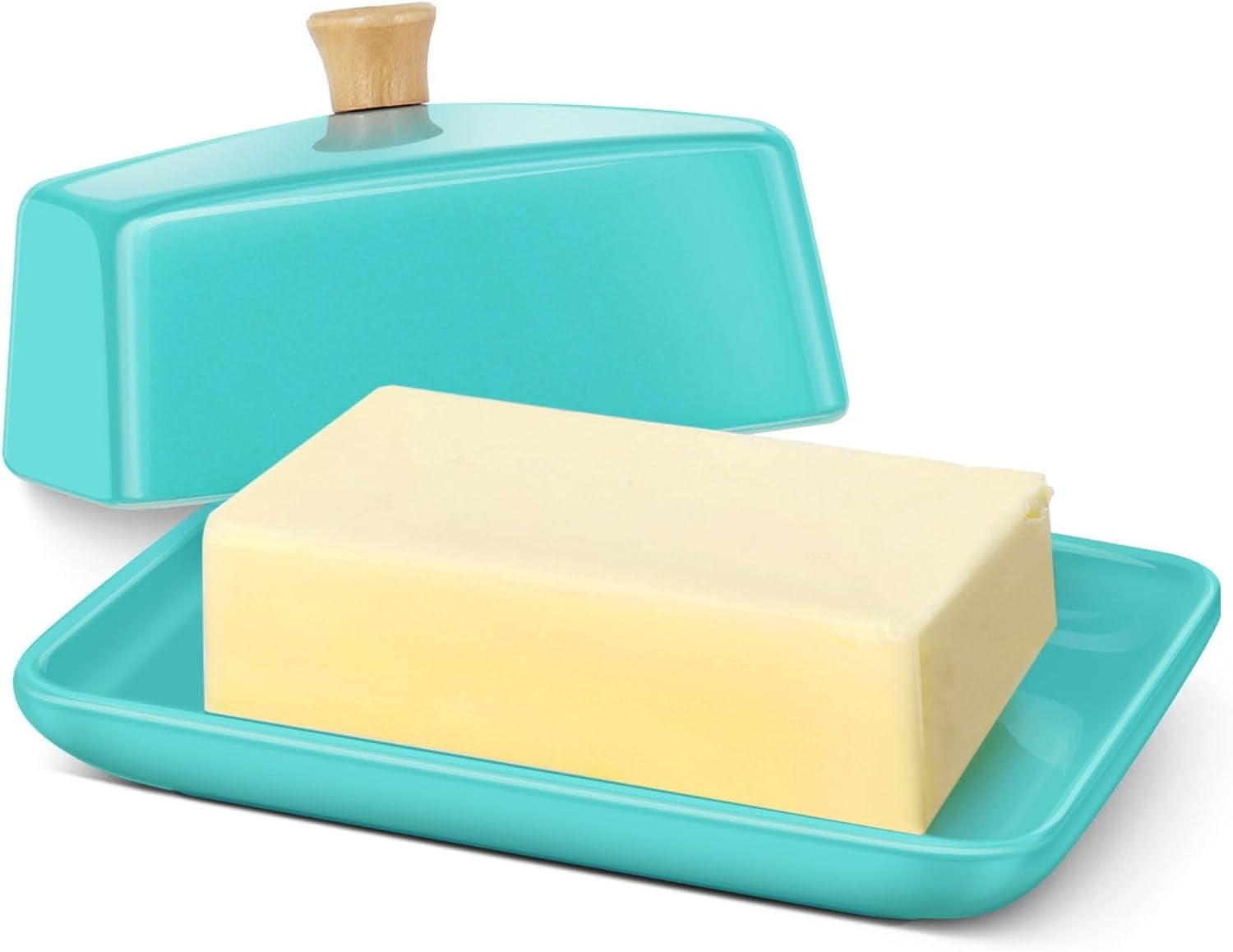 dxynlzq Ceramic Yellow European Butter Dish with Lid for Countertop (7 ...
