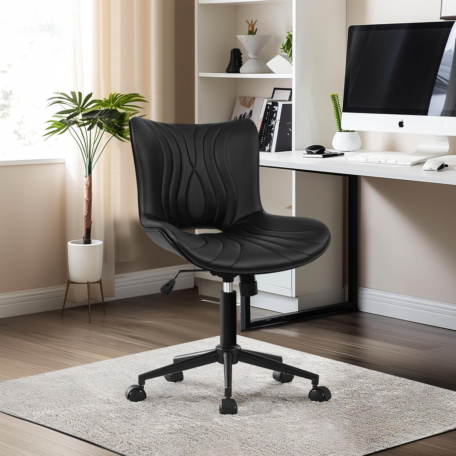 dxynlzq Chair Armless Chair with Wheels Ergonomic Comfy Computer Task ...