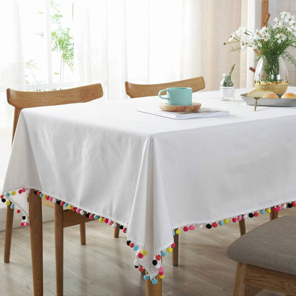 dxynlzq Classic Cotton Linen Lace Tablecloth Dust-Proof Table Cover for ...