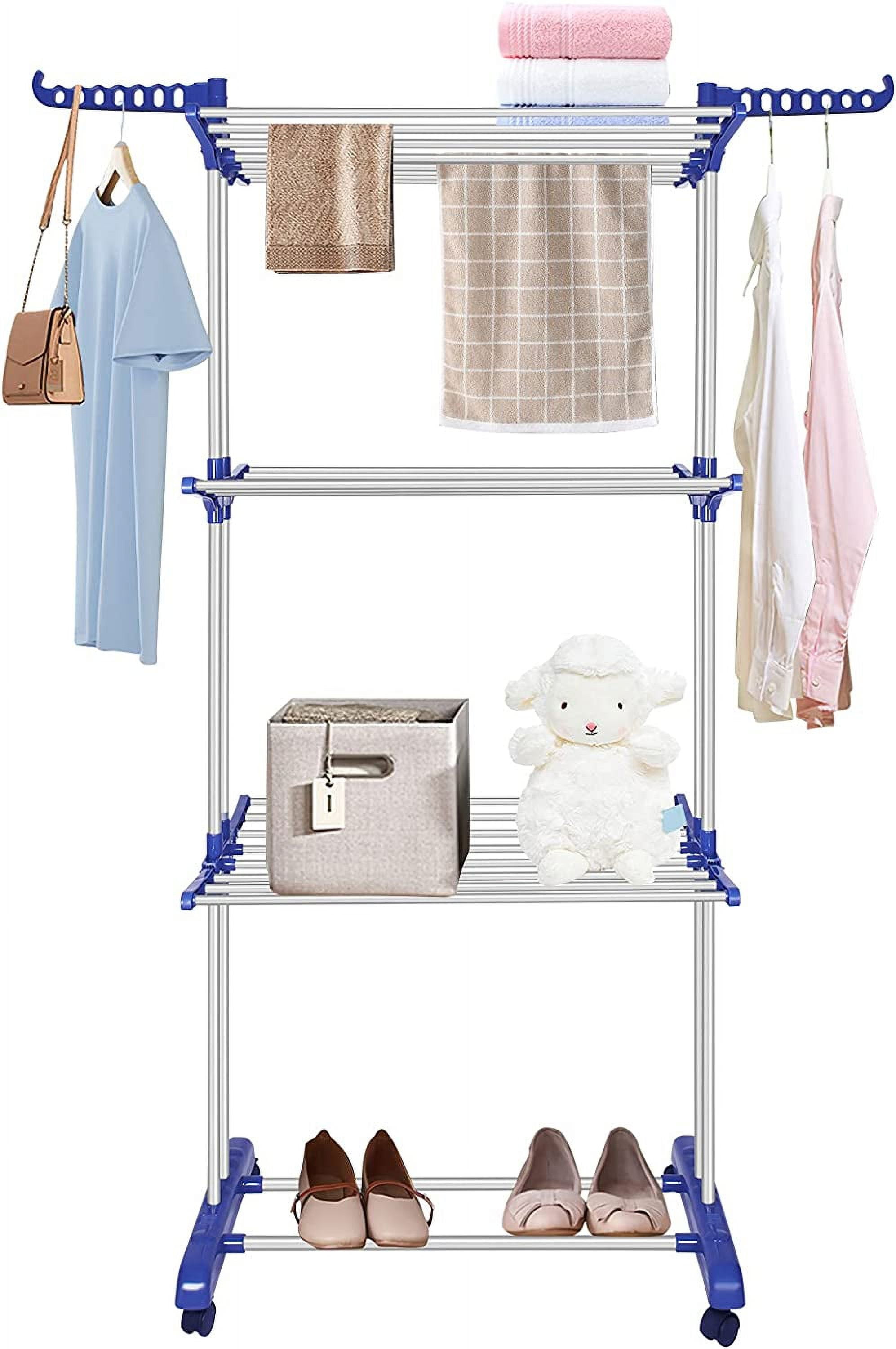 dxynlzq Clothes Drying Rack Folding Drying Rack Clothing 4 Tier Clothes ...