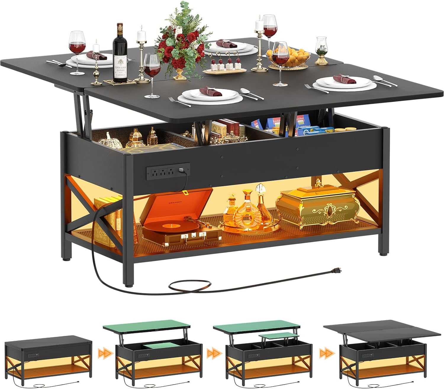 dxynlzq Coffee Lift Top Multi-Function Coffee Converts to Dining with ...