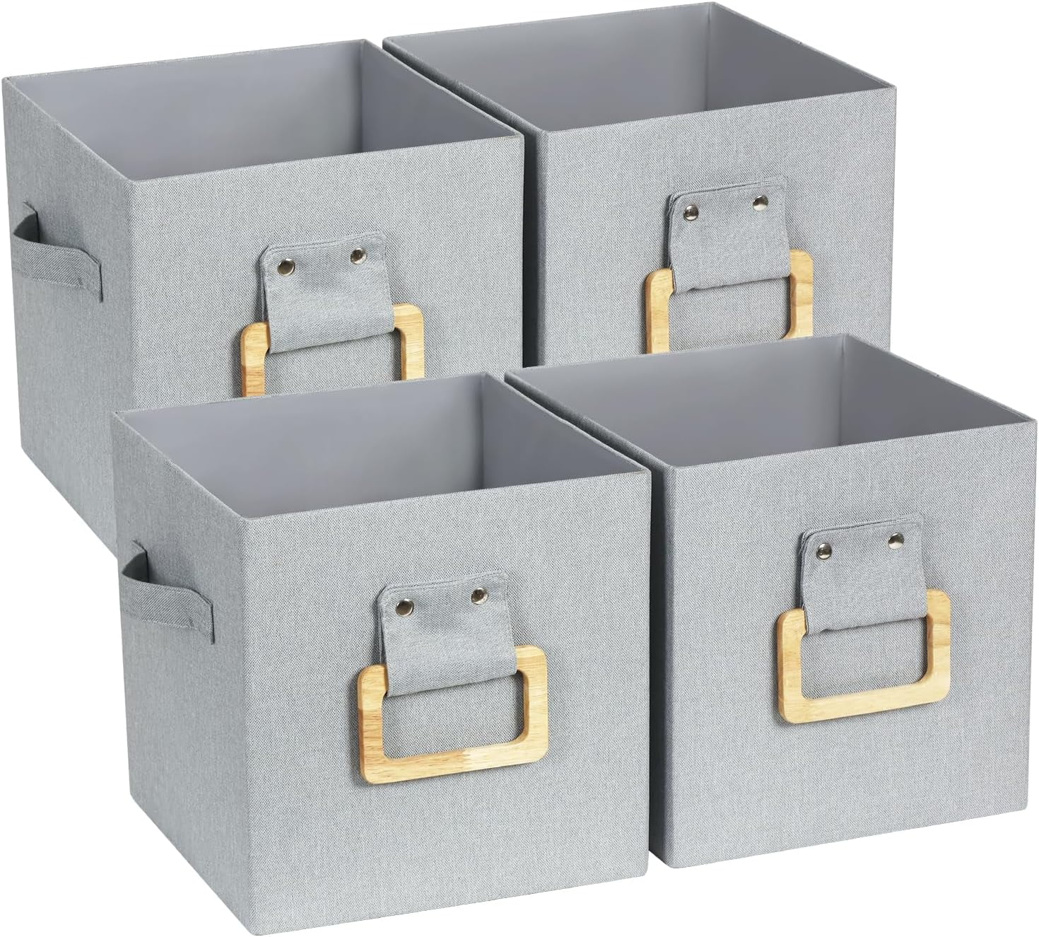 dxynlzq Collapsible Fabric Storage Cubes Organizer with Wood Handle ...