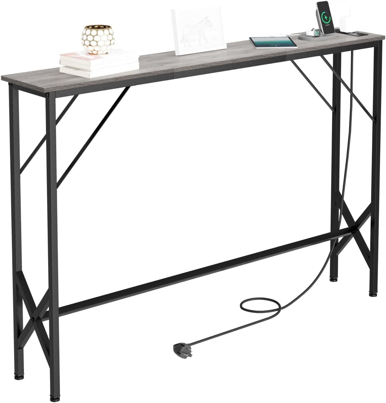 dxynlzq Console Table Skinny Entryway Table with Charging Station ...