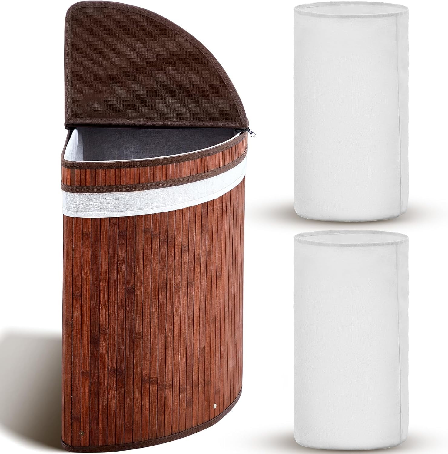 dxynlzq Corner Laundry Hamper with Lid and 2 Removable Cloth Liners ...