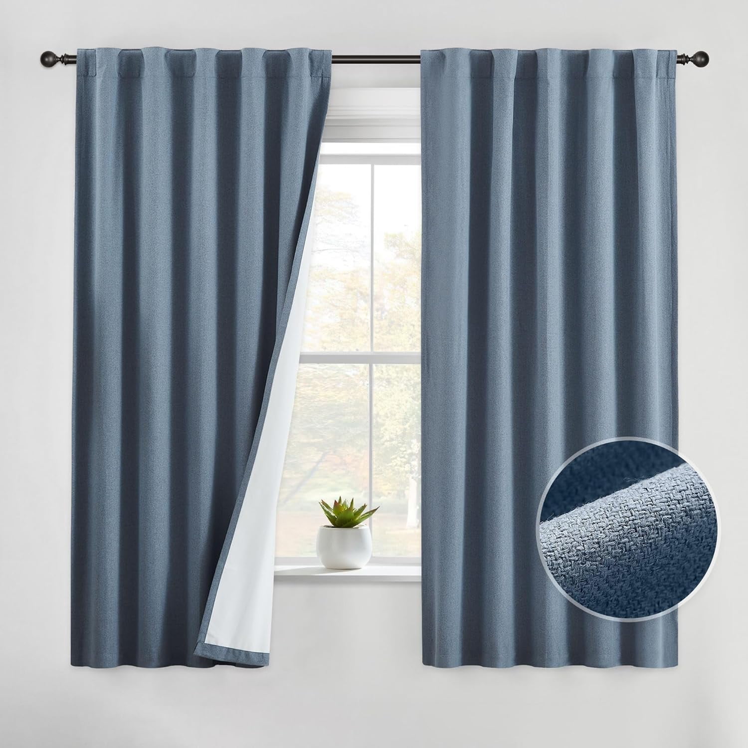 dxynlzq DXQPIOA 100% Blackout Curtains 63 Inches Long 2 Panels for Bedroom Living Room Cream ...