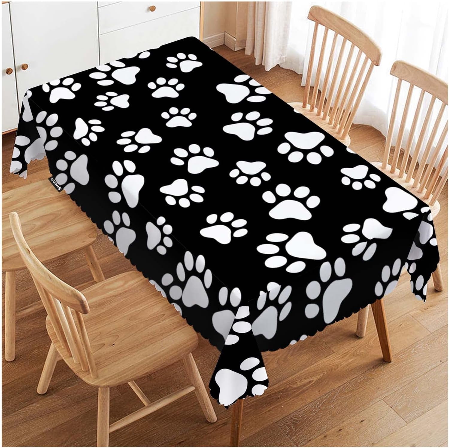 dxynlzq Decorative Rectangle Table Cloth Dog Paw Cat Footprint Dog Paw ...