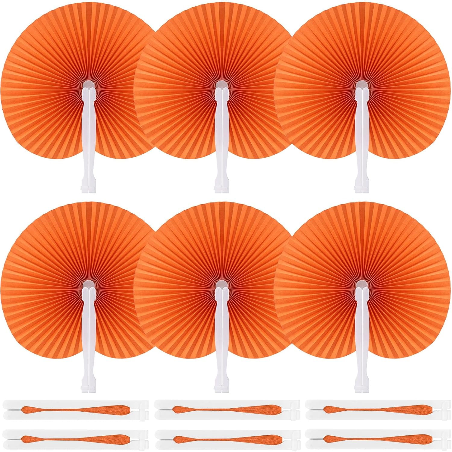 Hltser Decorative Round Hand Fan Foldable 12 Packs White Folding Fans ...