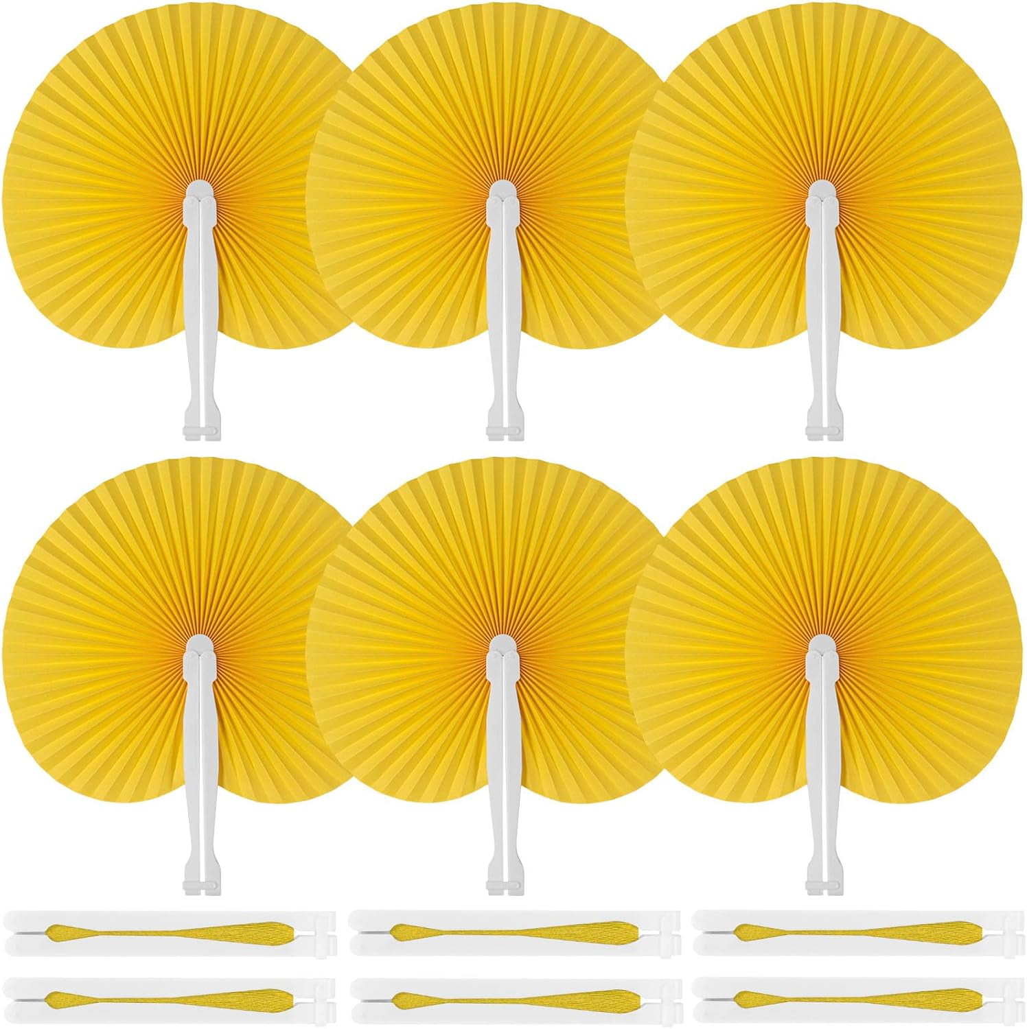 dxynlzq Decorative Round Hand Fan Foldable 12 Packs White Folding Fans ...