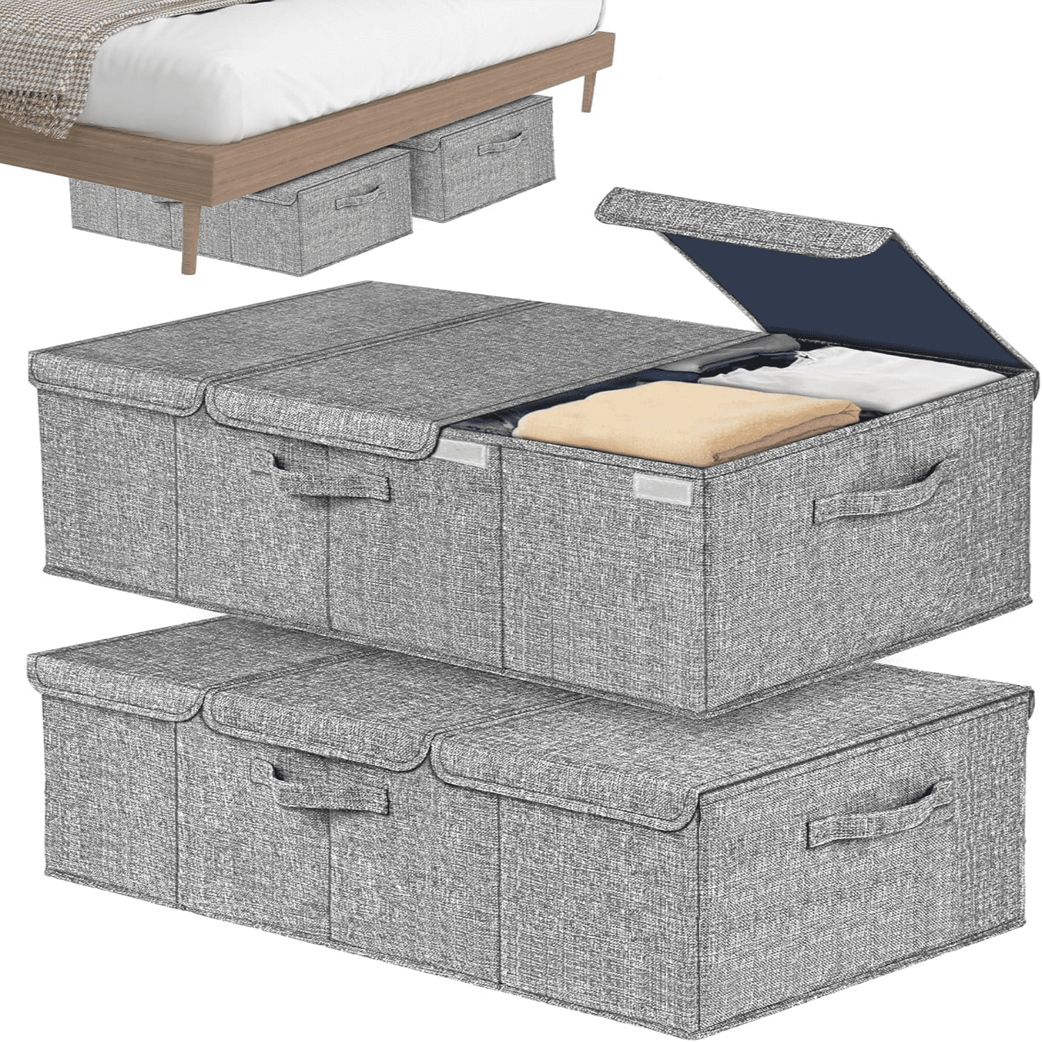 dxynlzq Deep Under Bed Storage Container 10" Tall Height Underbed Bin ...