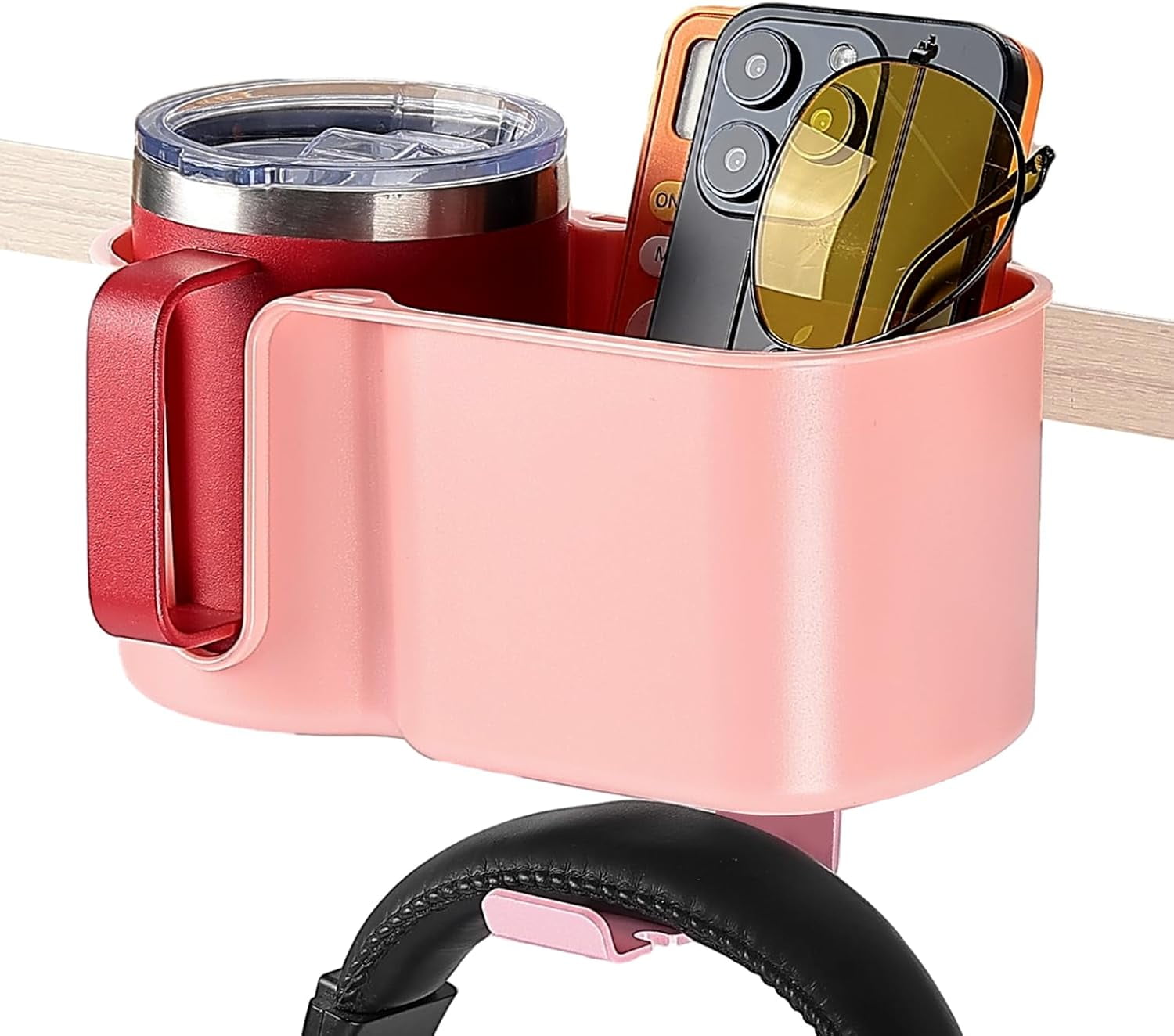 dxynlzq Desk Cup Holder with Headphone Hanger 2 in 1 Caddy Organizer ...