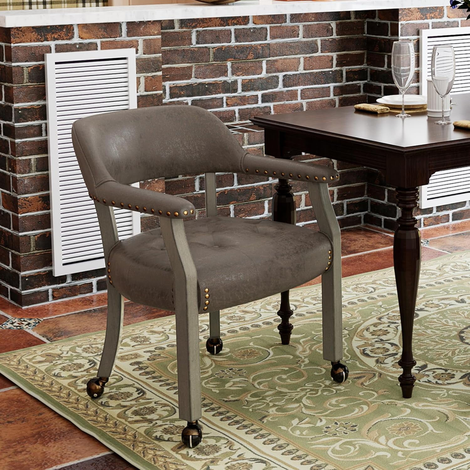 dxynlzq Dining Chair with Casters Captain's Chairs with Rollers Dinette ...