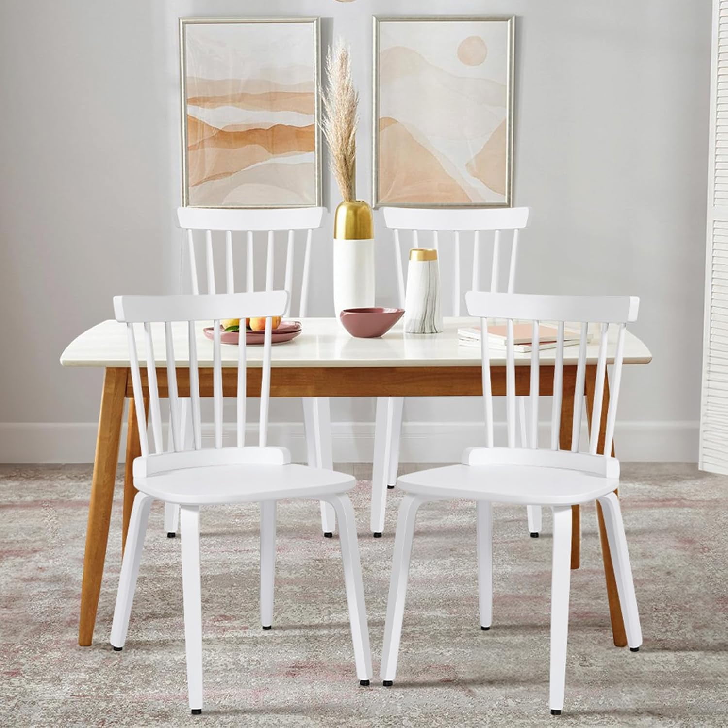 dxynlzq Dining Chairs Farmhouse Spindle Back Wood Dining Chair Mid ...