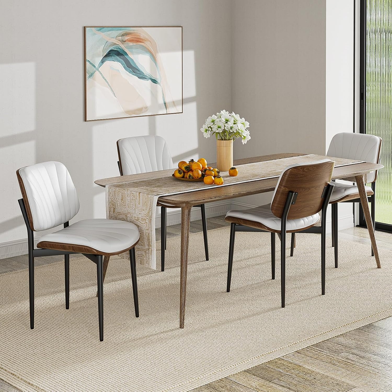 dxynlzq Dining Chairs Mid Century PU Leather Upholstered Chairs with ...