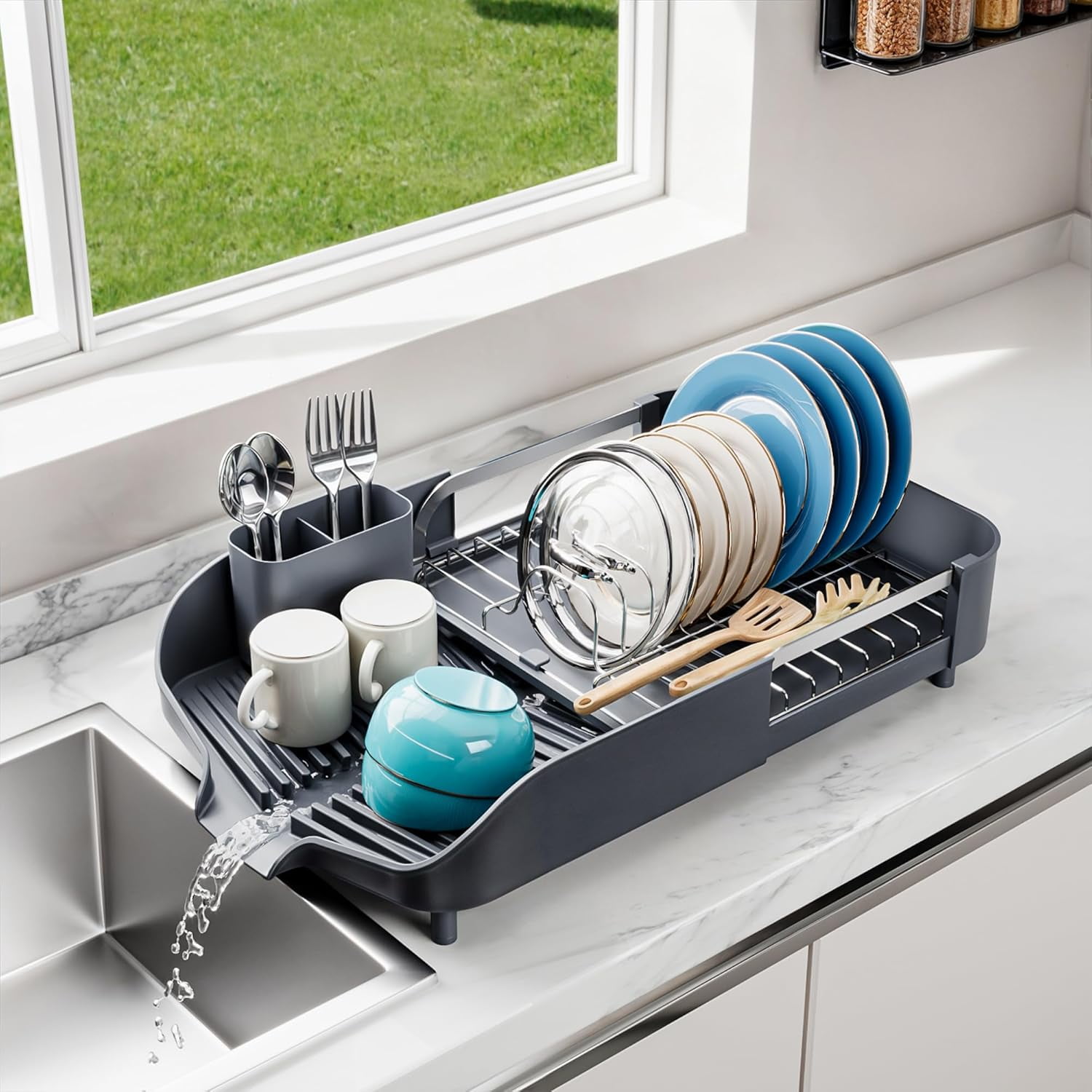 dxynlzq Dish Drying Rack Expandable Dish Racks for Kitchen Counter ...