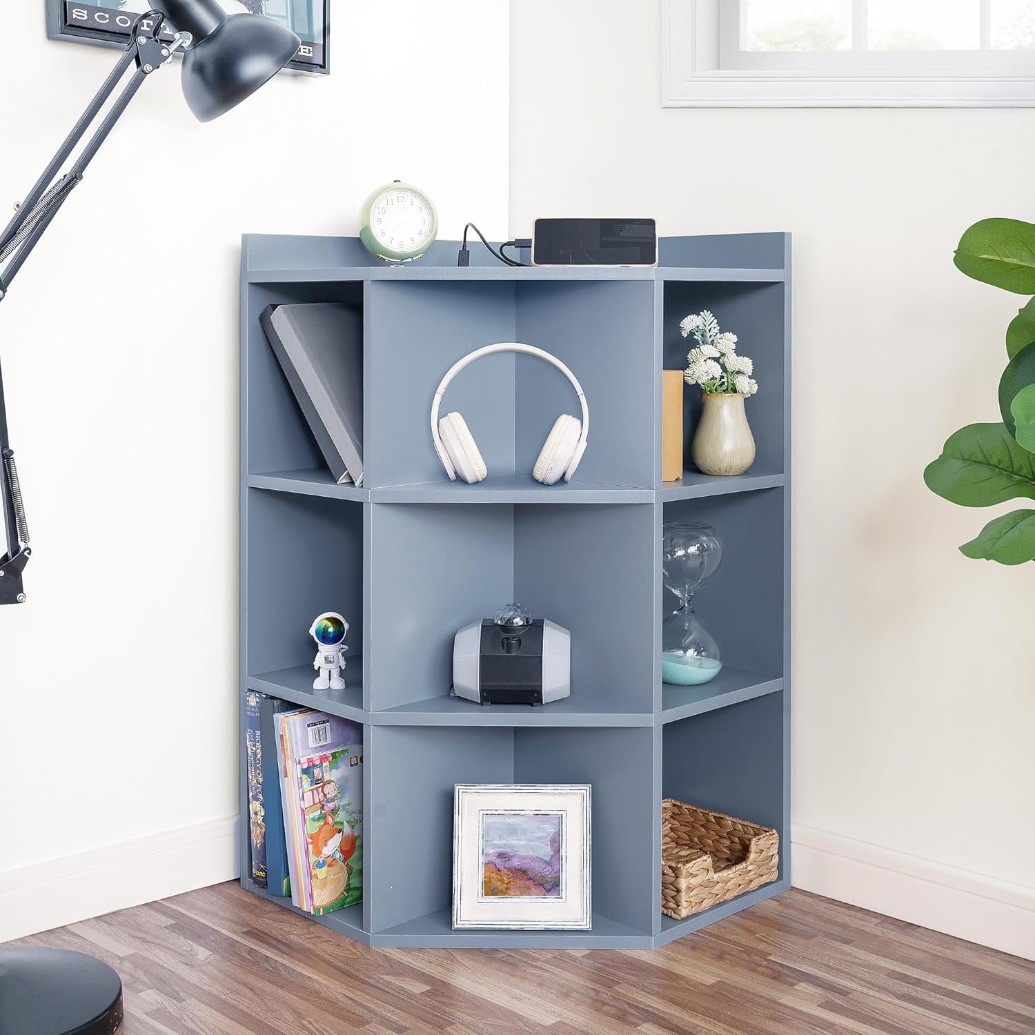 dxynlzq Dona Corner Cabinet Corner Shelf with USB Ports and Outlets ...
