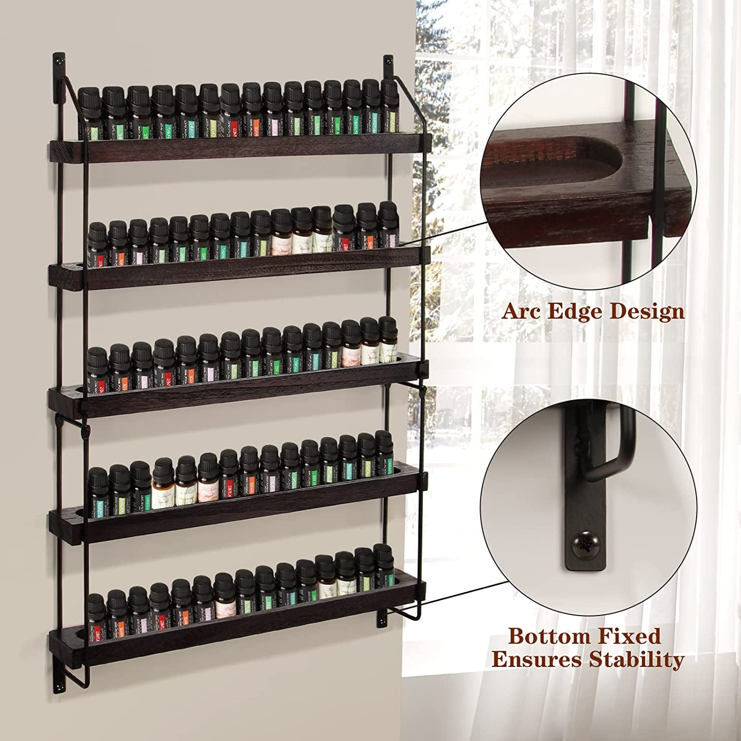 dxynlzq Essential Oil Storage Shelf Wall Mounted Wooden Essential Oil ...
