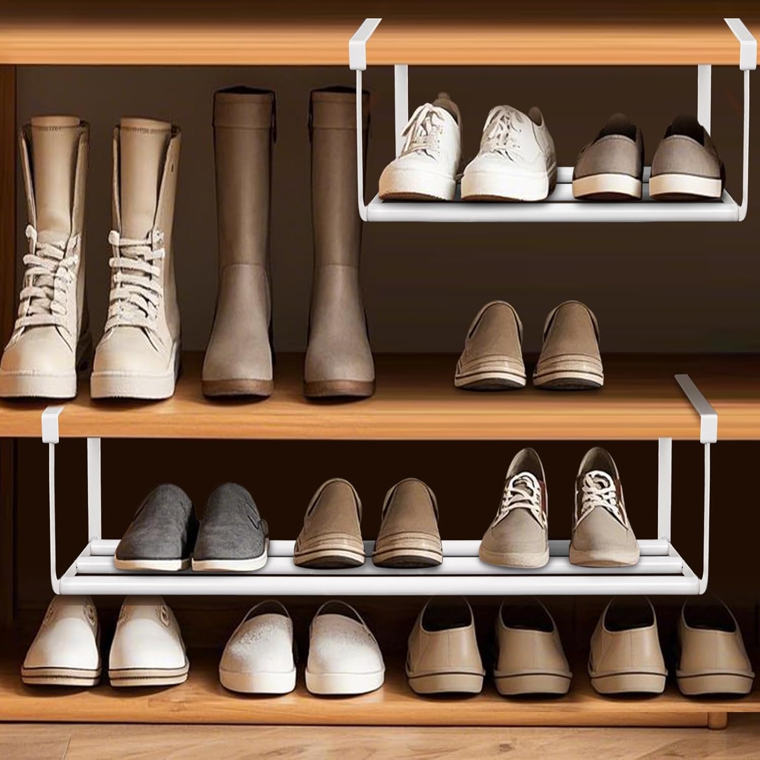 dxynlzq Expandable Shoe Rack for Closet Adjustable Shoe Organizer ...