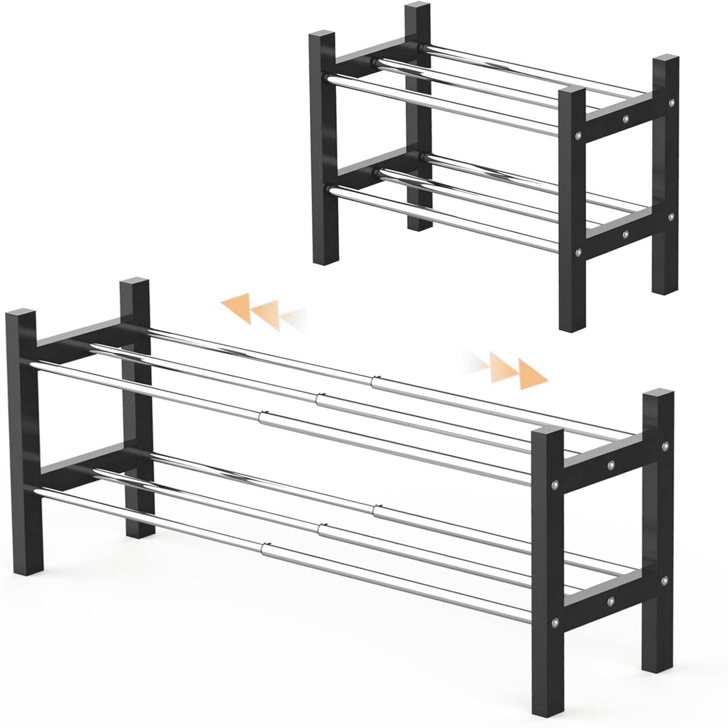 dxynlzq Expandable Shoe Rack Storage Organizer - 2 Tier Adjustable Wood ...