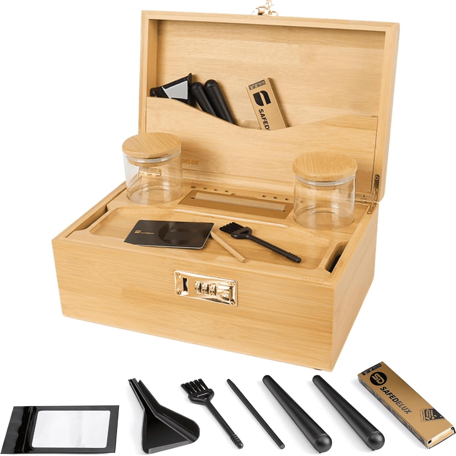 dxynlzq Extra Large Bamboo with Combination Lock Smell Proof Lockable ...