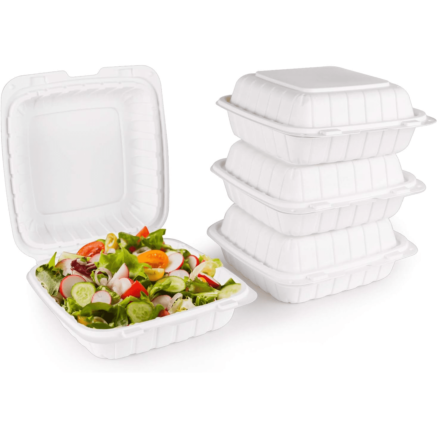 dxynlzq FULING [8x8-Inch 50 Pieces 3-Compartment Disposable To Go ...