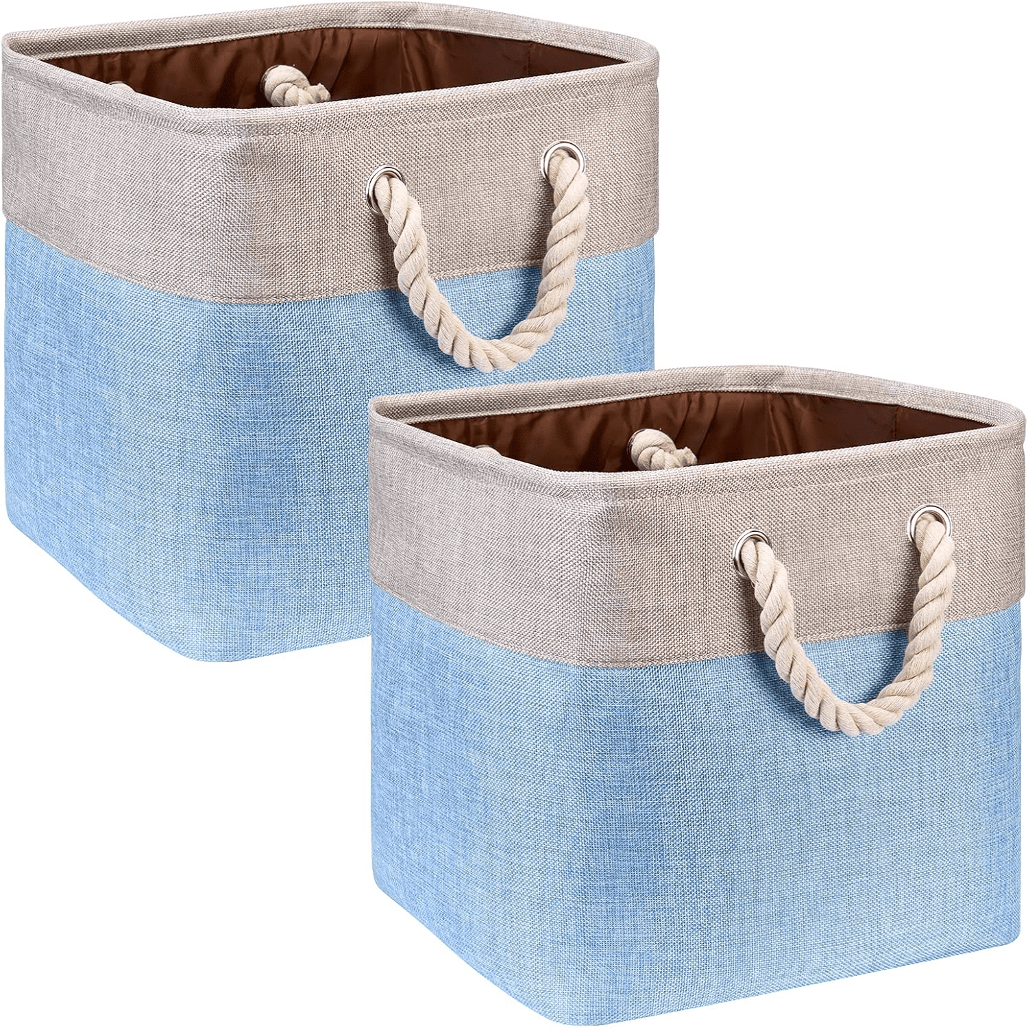 dxynlzq Fabric Cube Storage Bins 13x13x12.5 Inch Light-Brown Cube ...
