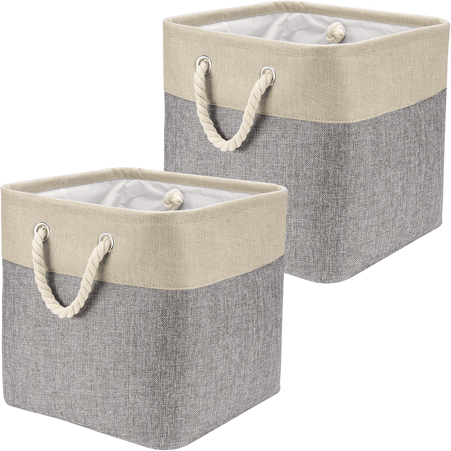 dxynlzq Fabric Cube Storage Bins 13x13x12.5 Inch Light-Brown Cube ...