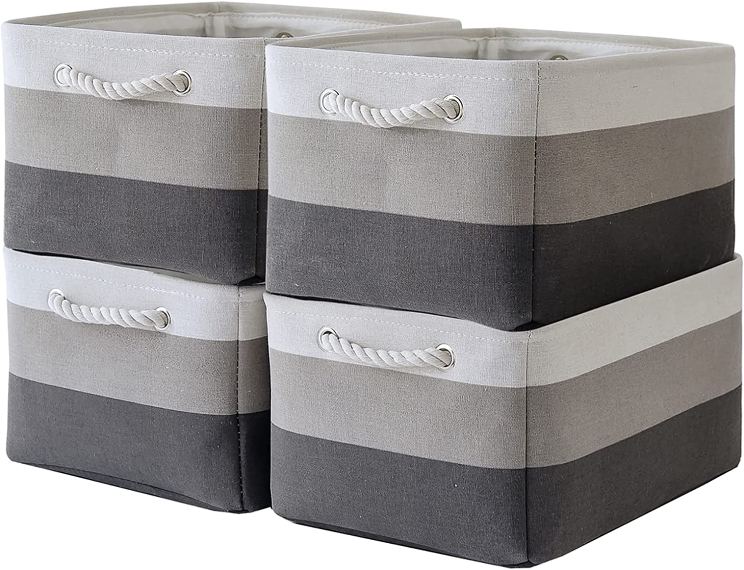 dxynlzq Fabric Storage Bins 12x8x5 inch [6-Pack] with Rope Handles ...