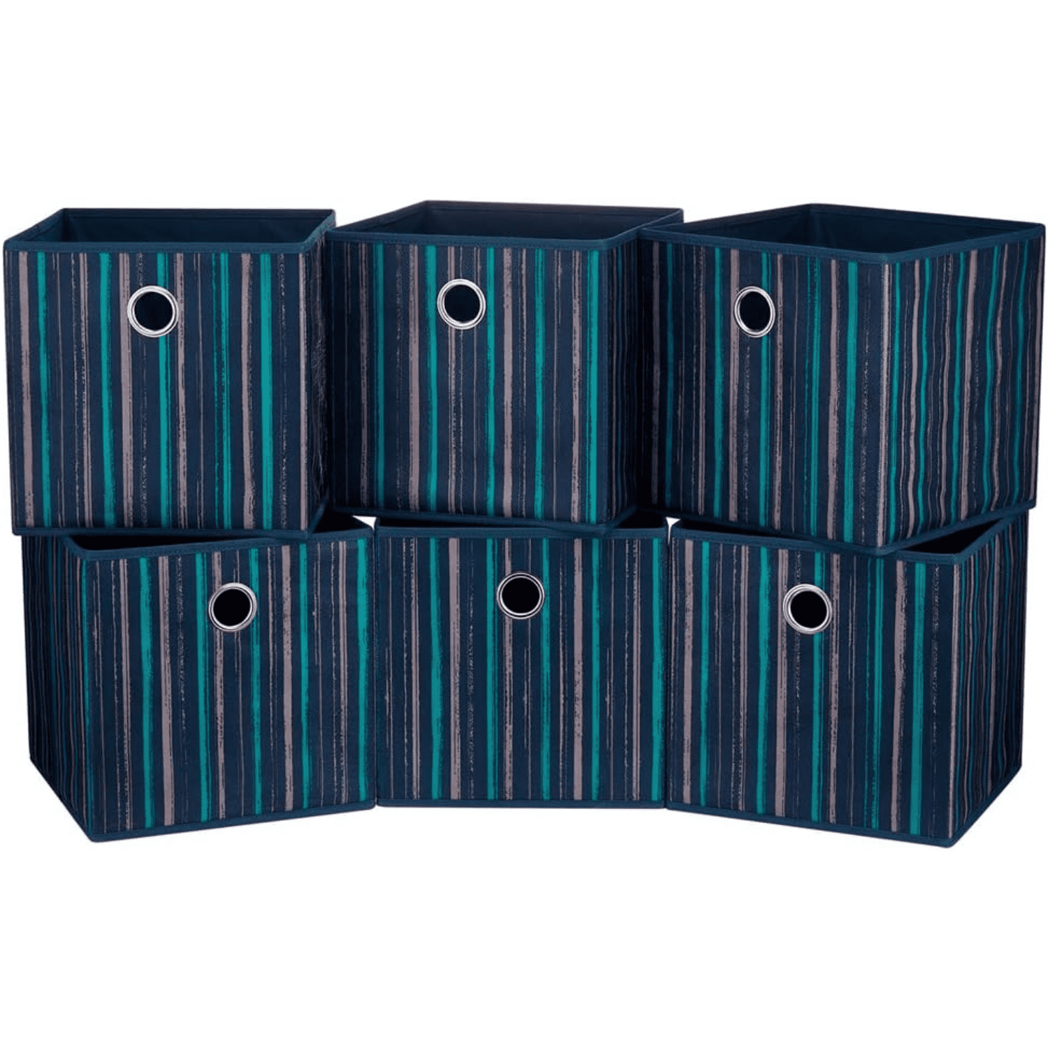 dxynlzq Fabric Storage Cubes Bins Blue Teal Printed Vertical Stripe ...