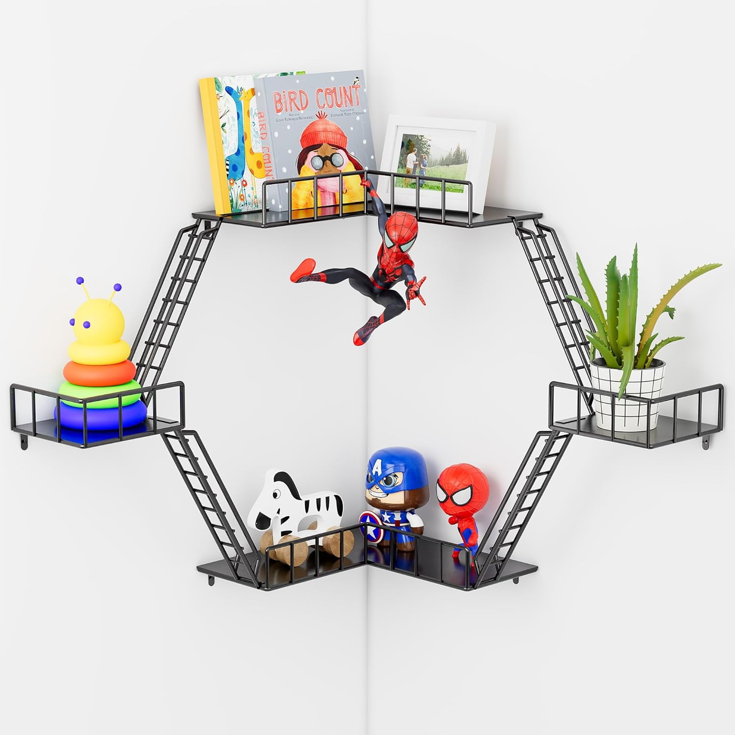 dxynlzq Fire Escape Wall Shelf - Modern City Style 3-Tier Corner Wall ...