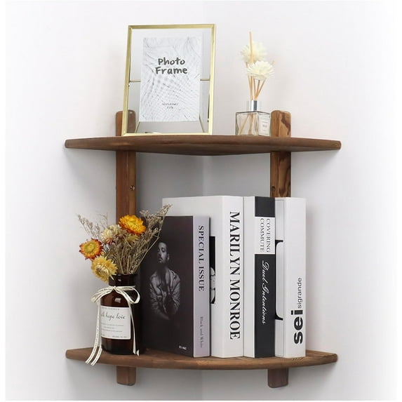 czqnlg Floating Corner Shelf Wood Bookshelf Floating Wall Mounted Small ...