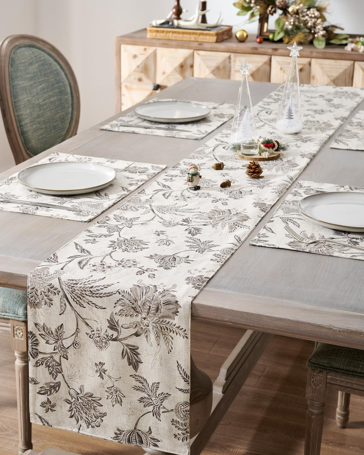 dxynlzq Floral Linen Table Runner for Kitchen Farmhouse Table Cloth ...