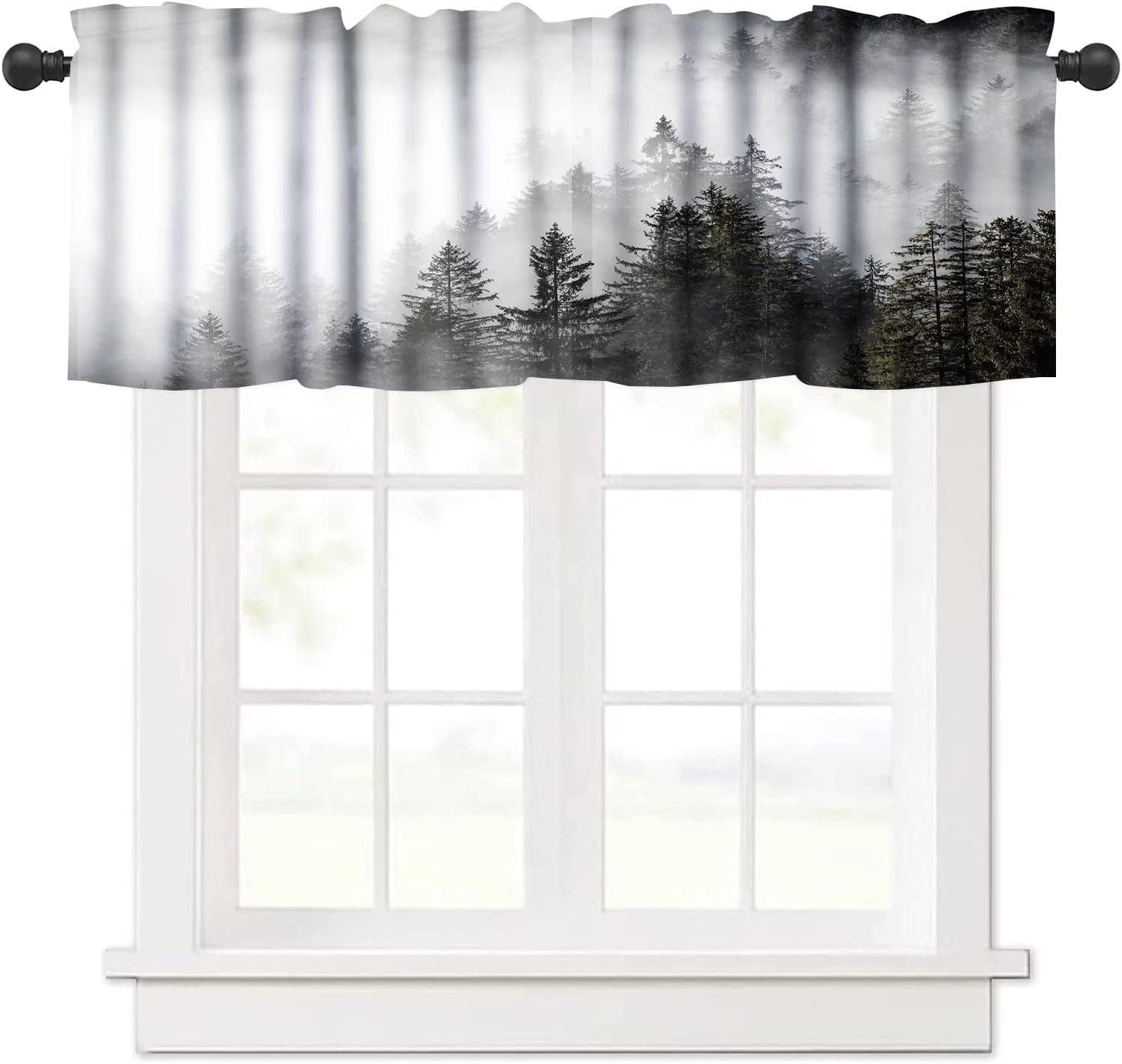 dxynlzq Forest Camouflage Valance Curtain Forest Camo Conifer Oak ...