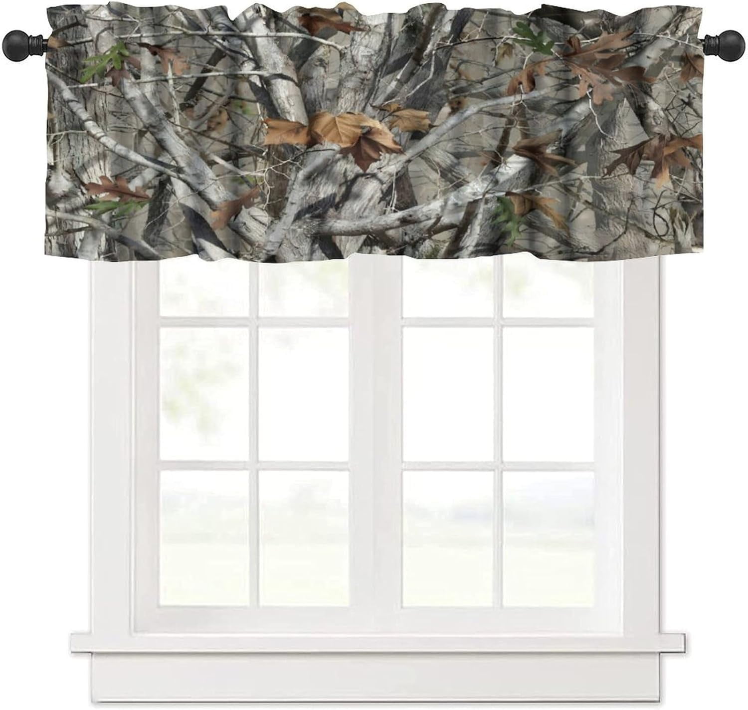 dxynlzq Forest Camouflage Valance Curtain Forest Camo Conifer Oak ...