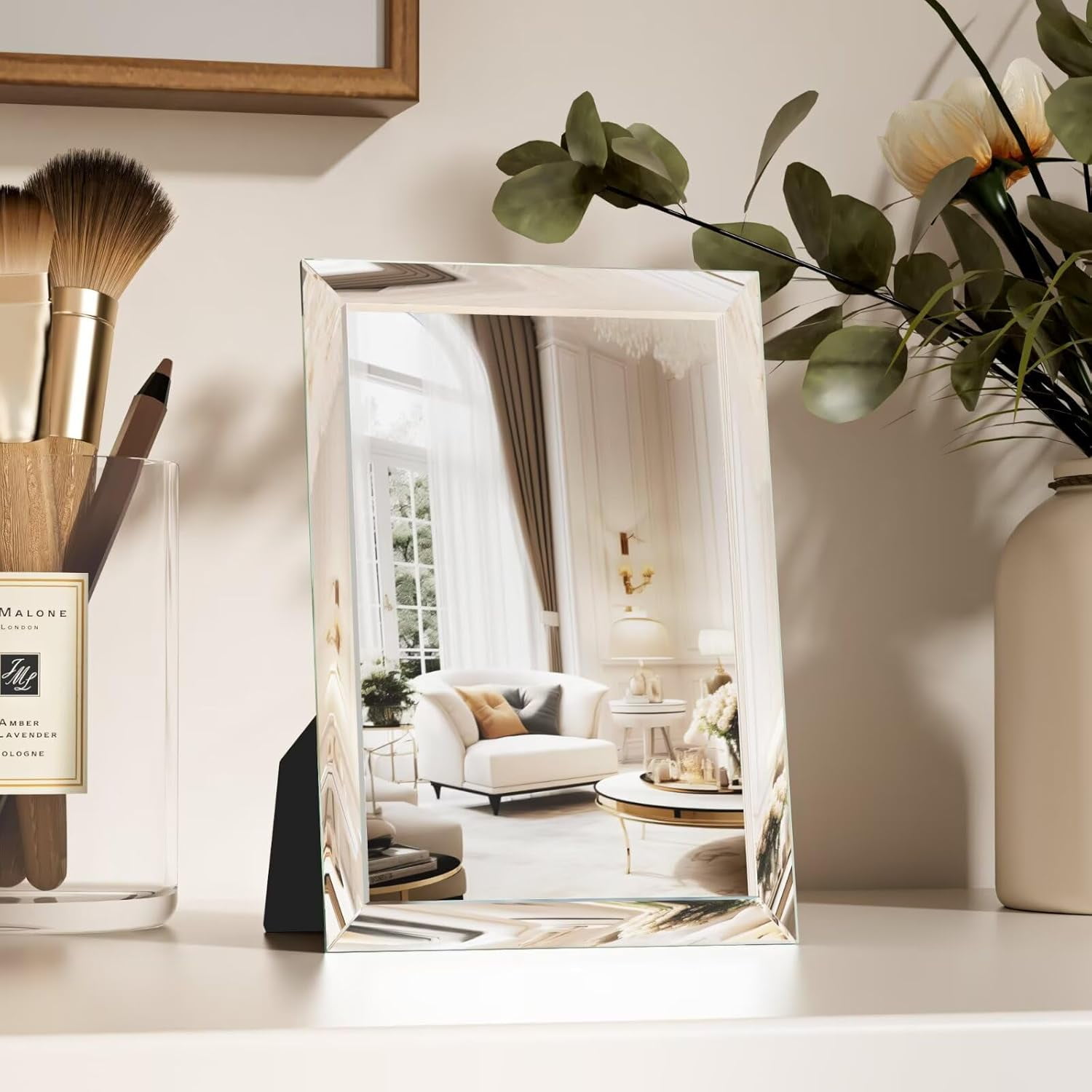 dxynlzq Frameless Mirror Wall Hanging and Desk Standing Portable Travel ...