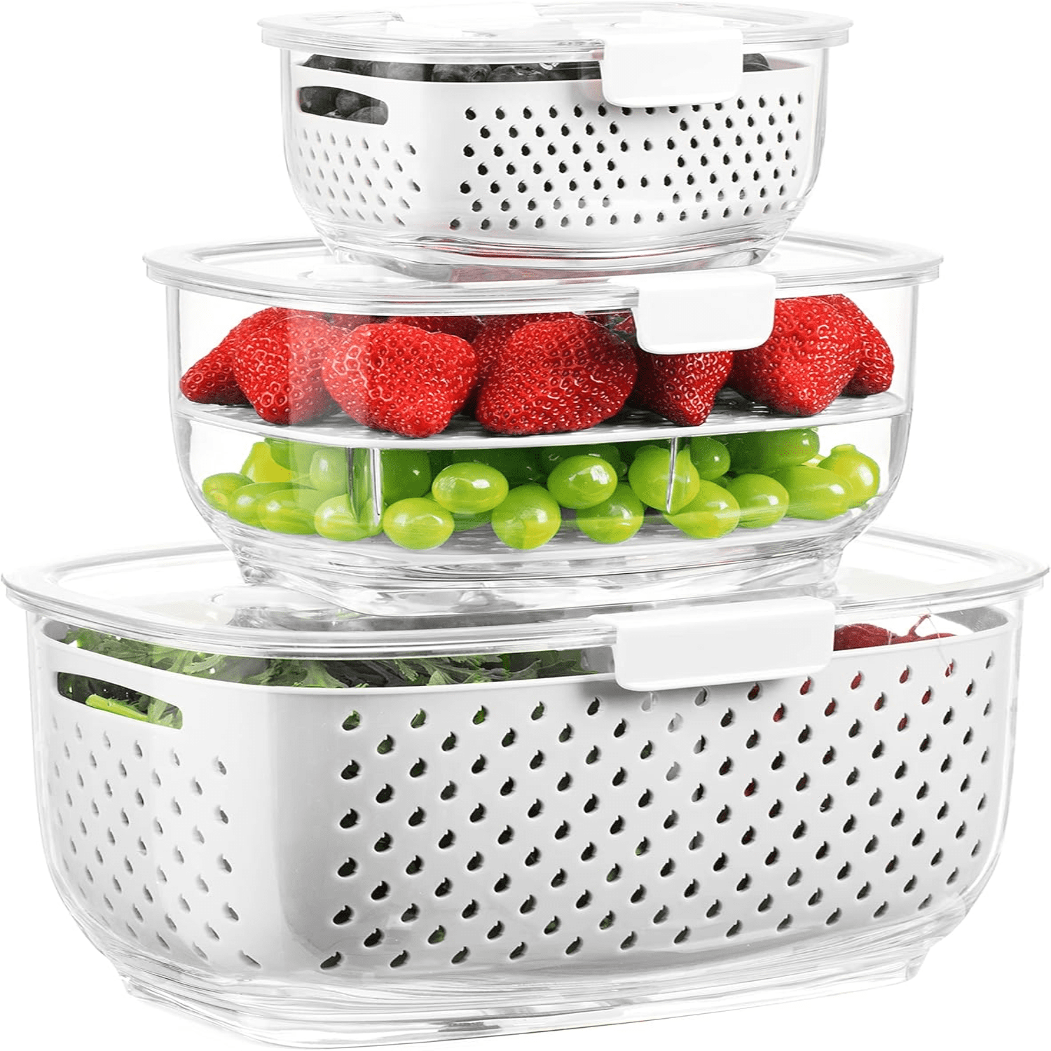 dxynlzq Fresh Produce Vegetable Fruit Storage Containers 3Piece Set BPA ...