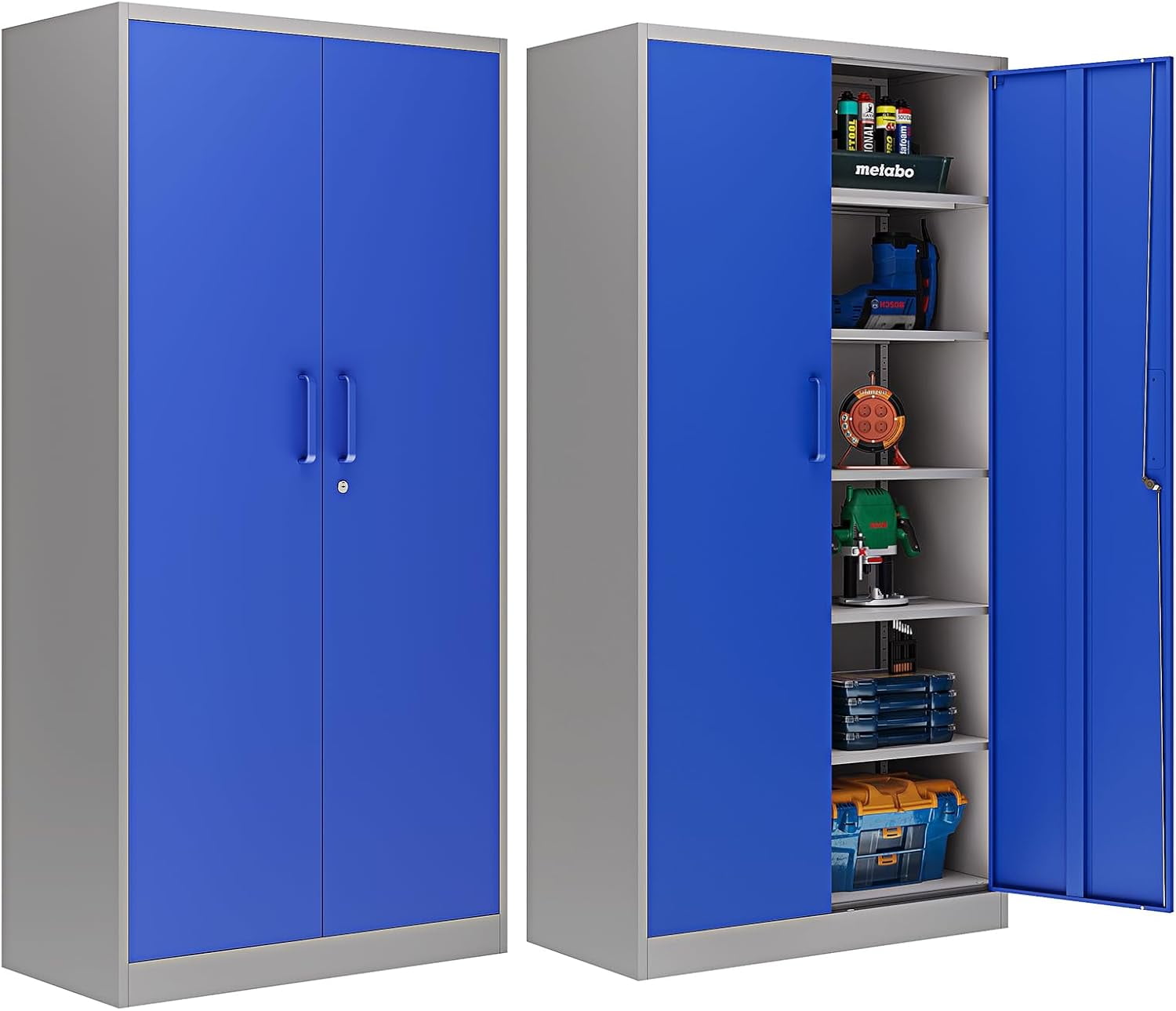 dxynlzq Garage Storage Cabinet 72'' Tall Metal Storage Cabinets with ...