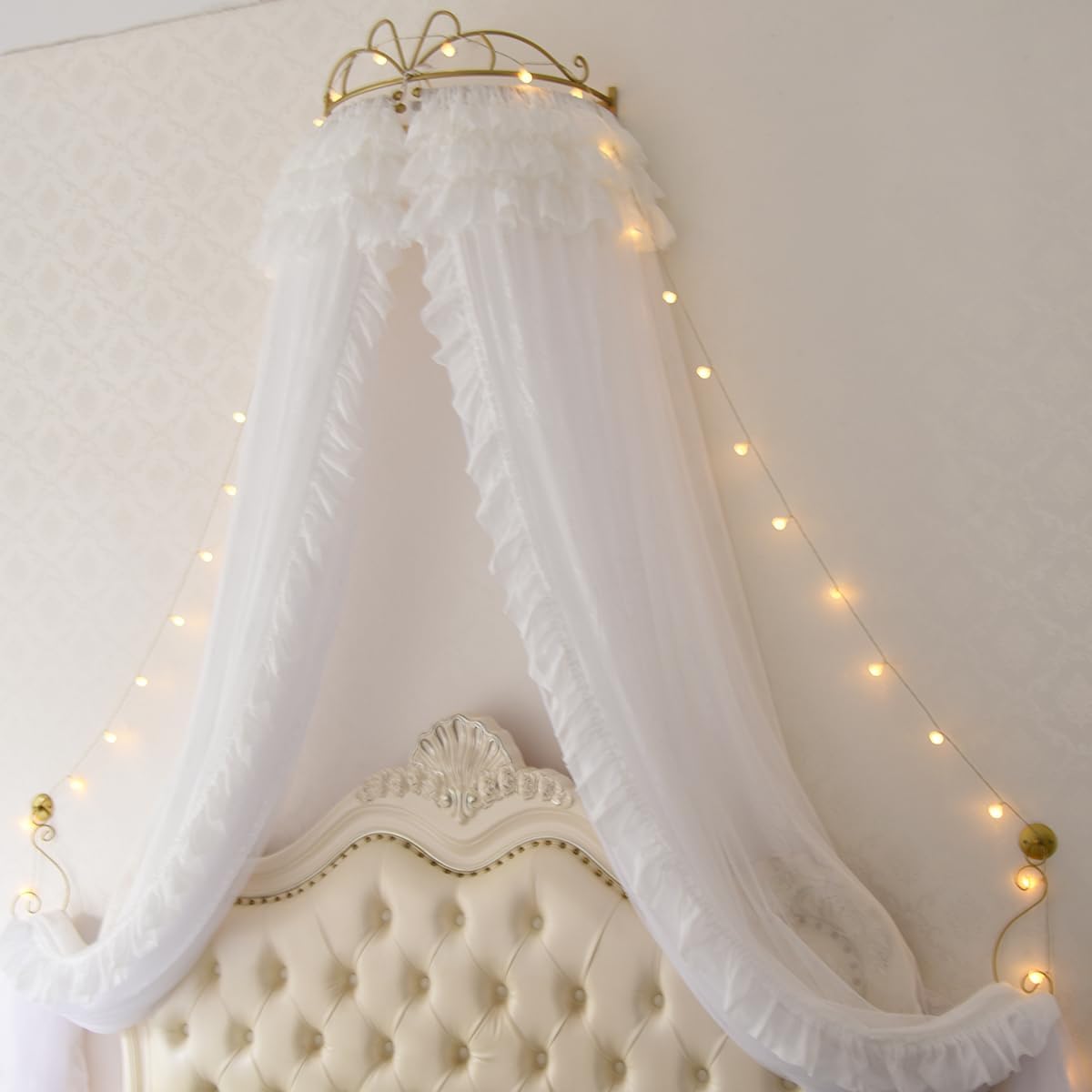 dxynlzq Girl Bed Curtain Princess Crown Room Decor Bedside Yarn Net ...
