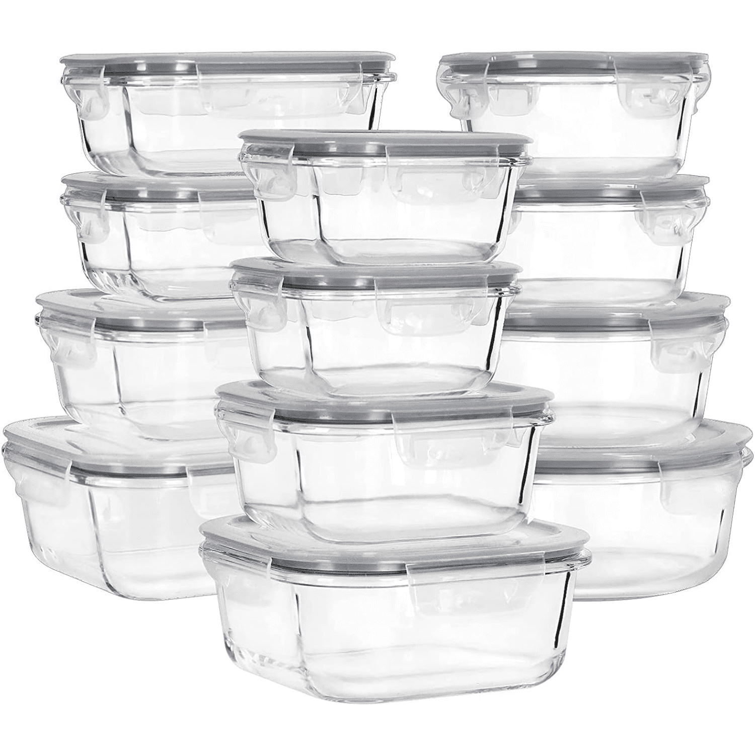 dxynlzq Glass Food Storage Containers with Lids [24 Piece] Meal Prep Containers Airtight Glass ...