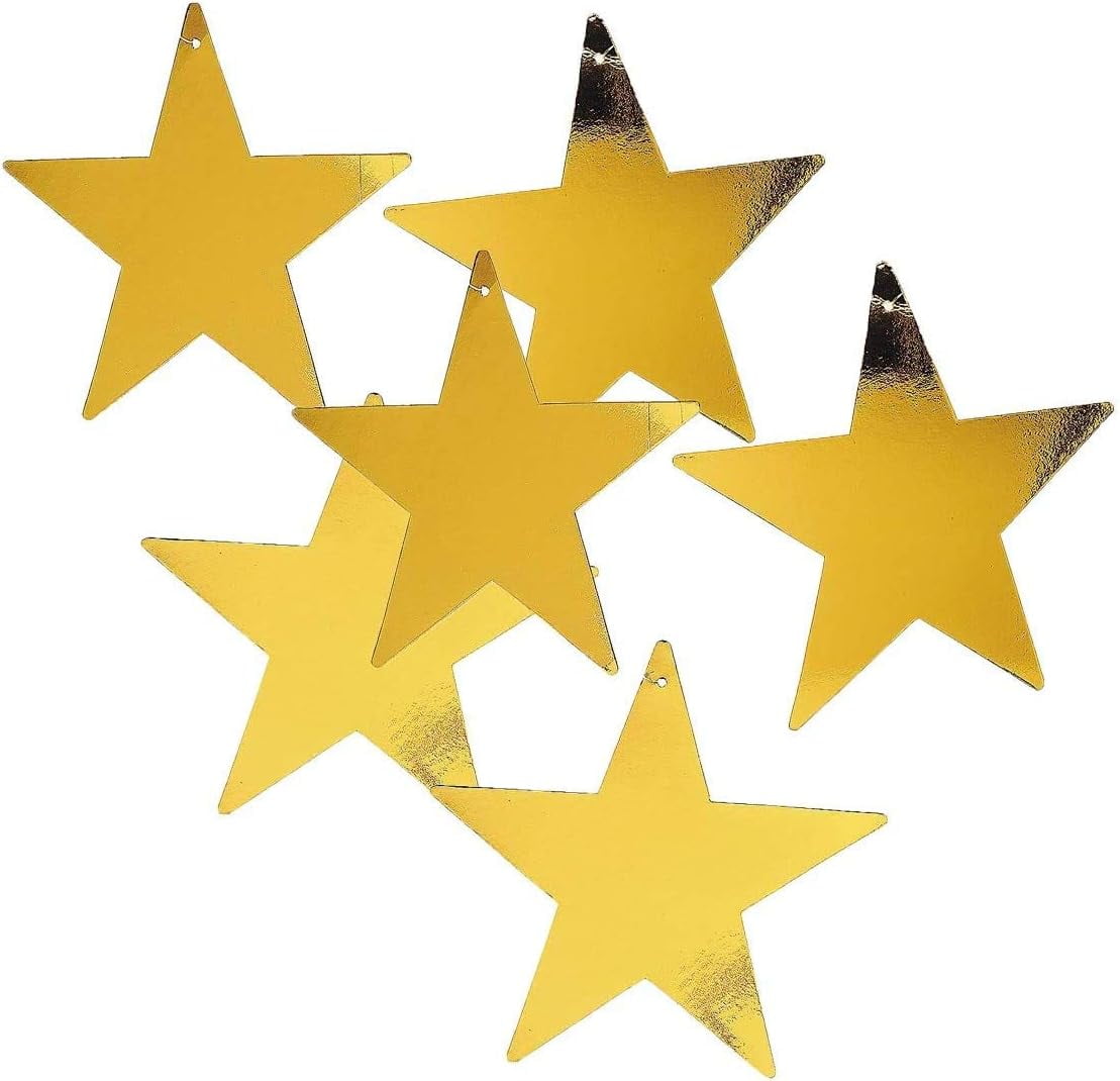 dxynlzq Gold Star 12" Cutout - 1 Dozen Gold Foil Cardboard Star Cutouts ...