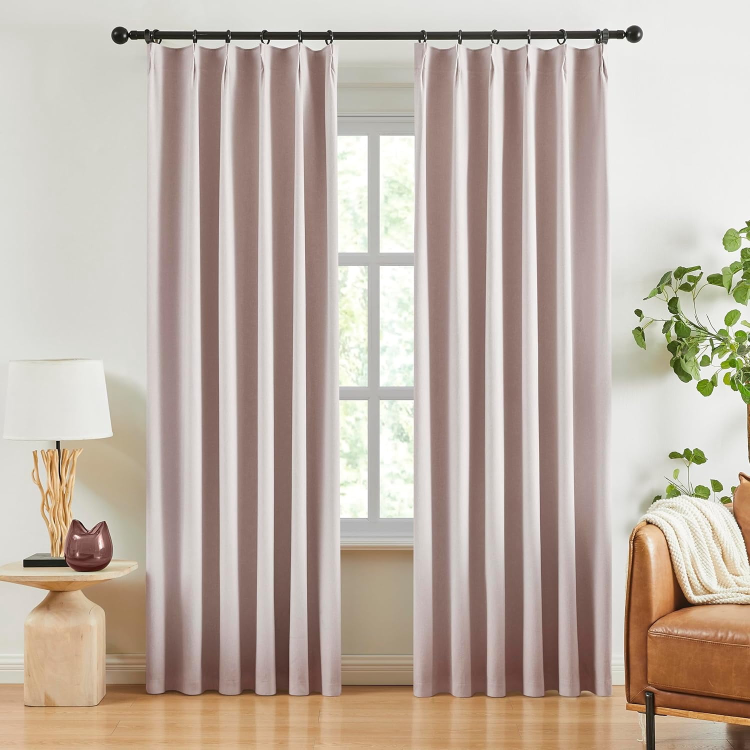 dxynlzq Green Pinch Pleated Full Blackout Curtains 63 Inches Long Faux ...