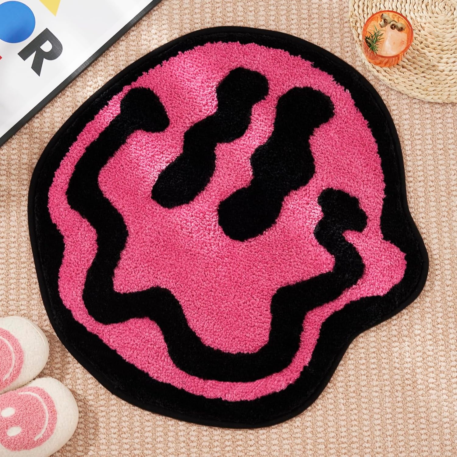 dxynlzq HIOPTY Trippy Happy Face Bath Mat Yingyang - Cool for Bedroom ...