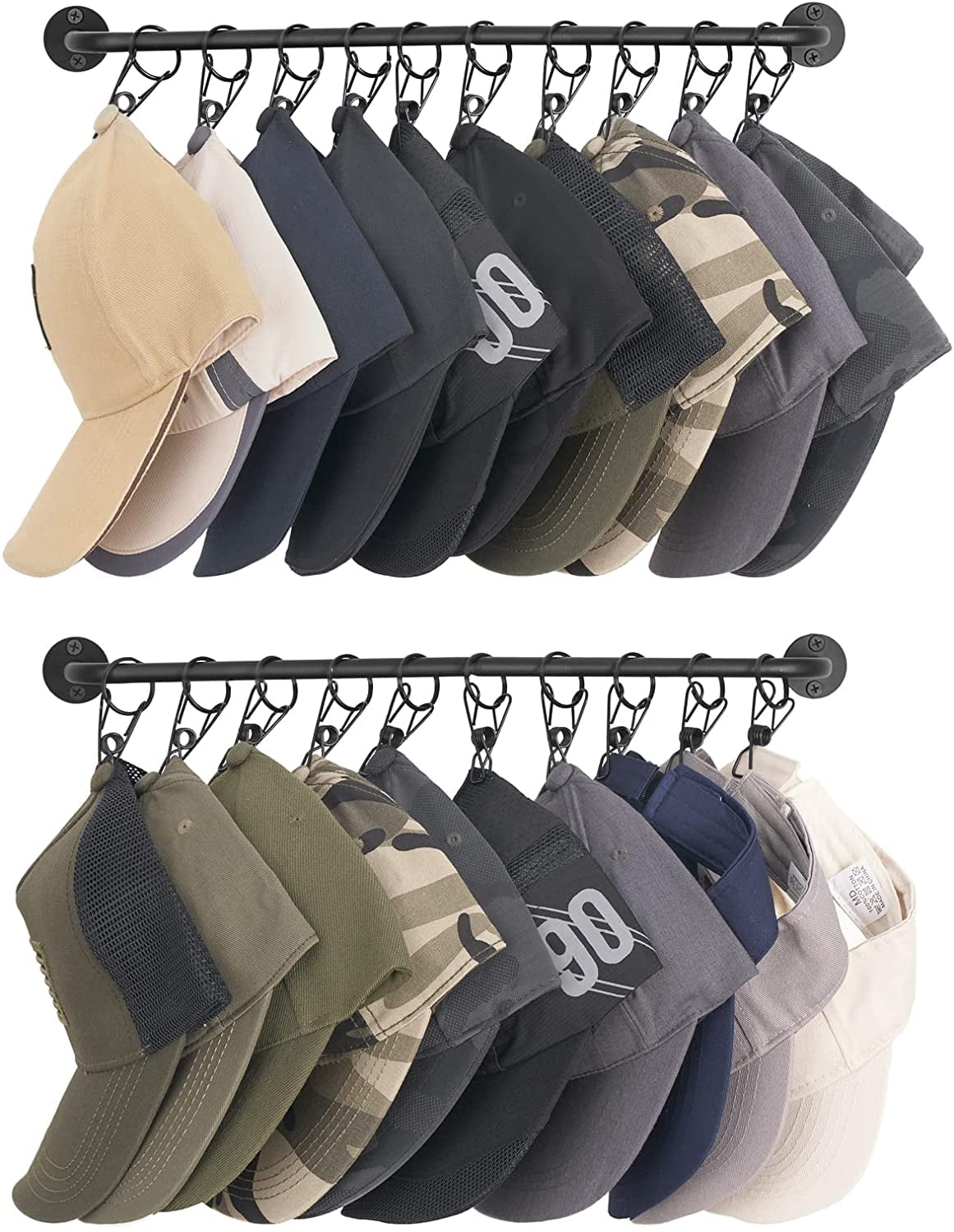 dxynlzq Hat Rack for Wall Baseball Cap Organizer Holder with 20 Clips ...