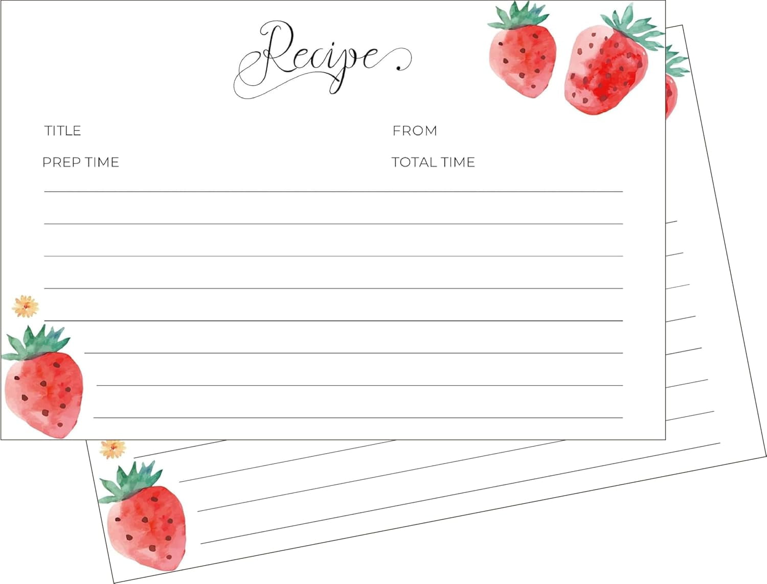 dxynlzq Heart&Berry Lemon Recipe Cards 4x6 Double Sided - Set Of 50 ...