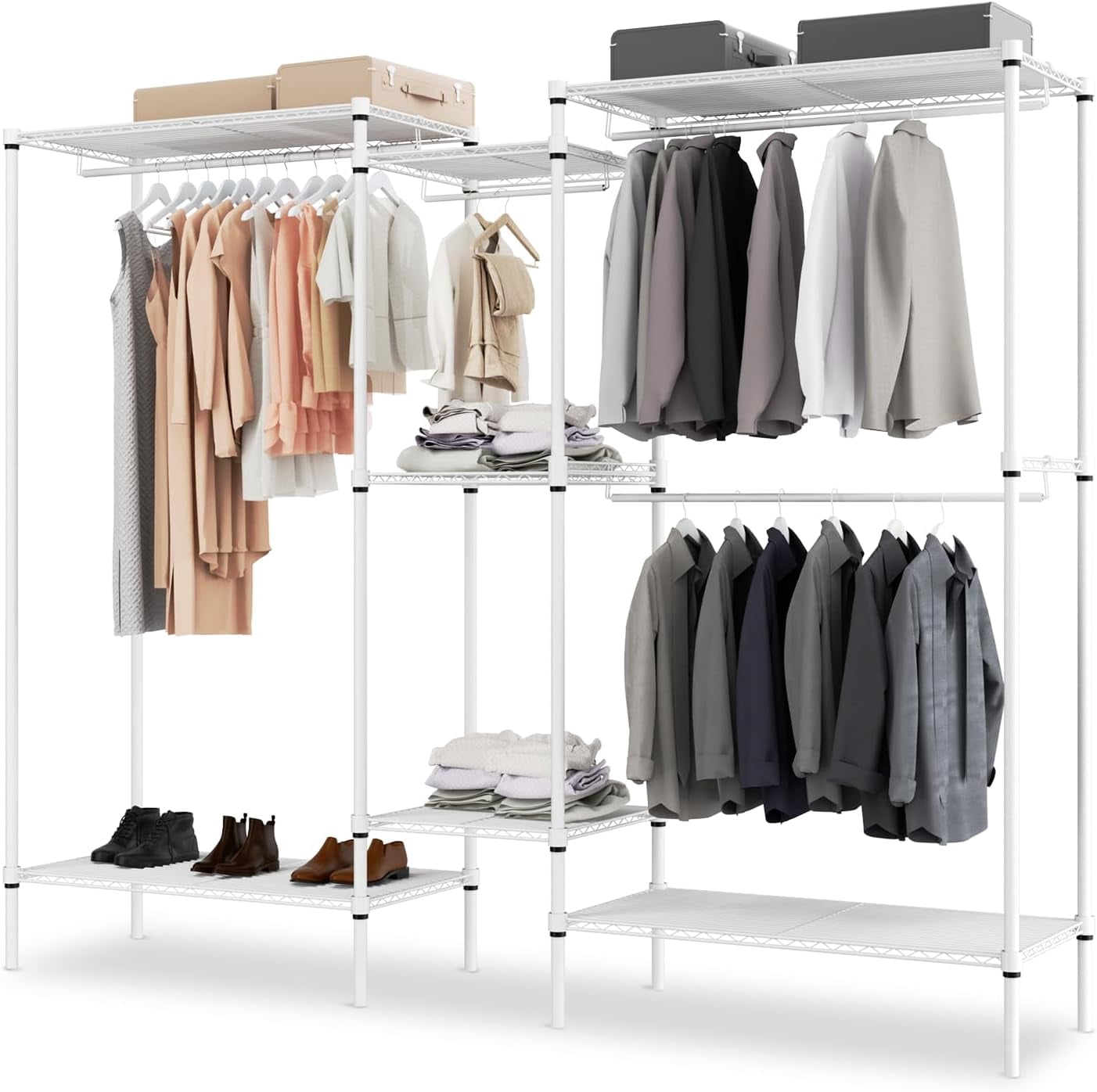 dxynlzq Heavy Duty Closet Wardrobe Clothes Rack with Adjustable Wire ...