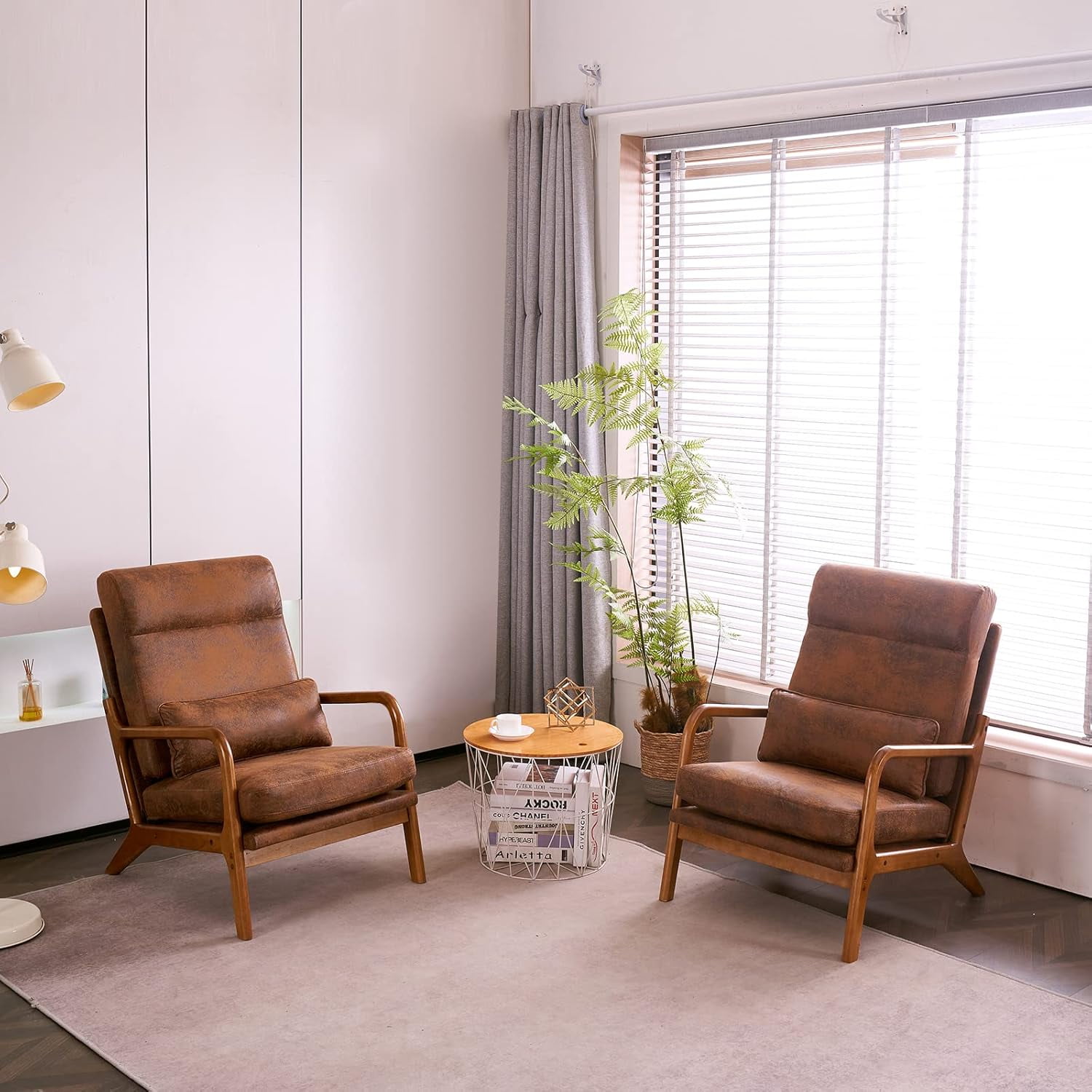dxynlzq High Back Linen Dark Grey Mid Century Accent Chair Soild Wood ...