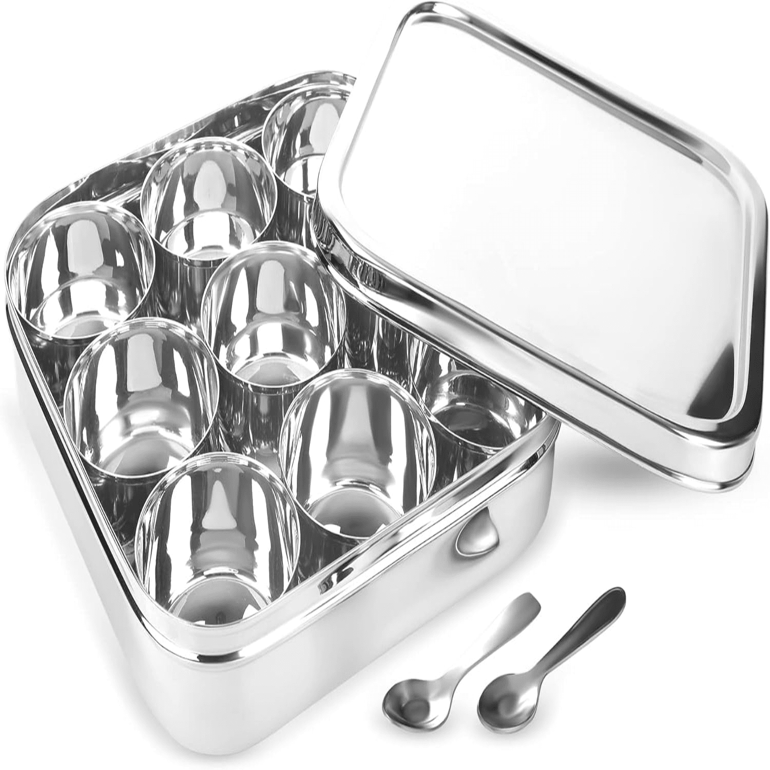 dxynlzq Indian Spice Tin Stainless Steel Masala Dabba LARGE Curry ...