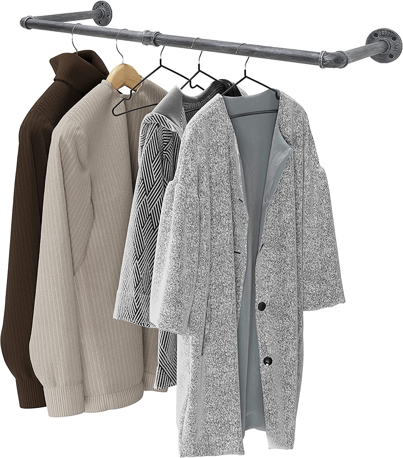 dxynlzq Industrial Pipe Clothing Rack Wall Mounted Clothes Rack Heavy ...