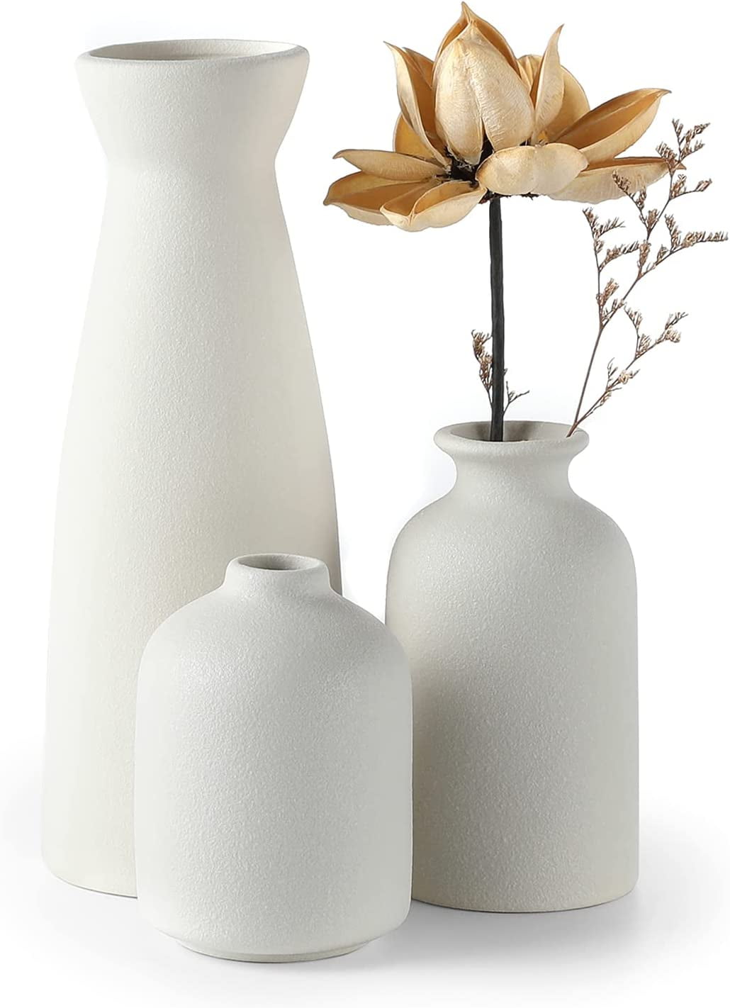 dxynlzq JKLCH LTKIF Beige Ceramic vase Set-3 Small Flower vases for ...