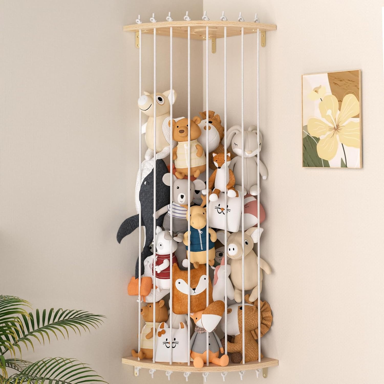 dxynlzq JKLCH LTKIF Stuffed Animal Storage Toy Organizer Wood Corner ...